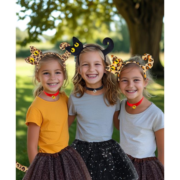 Adult and Kids Cat Costume Accessories Set Ears Choker Tail Kit